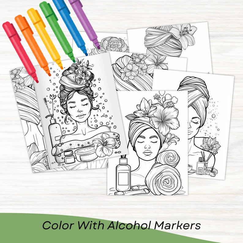 Printable Spa Day Coloring Pages/24 Pages/adult Day at the Spa Coloring ...