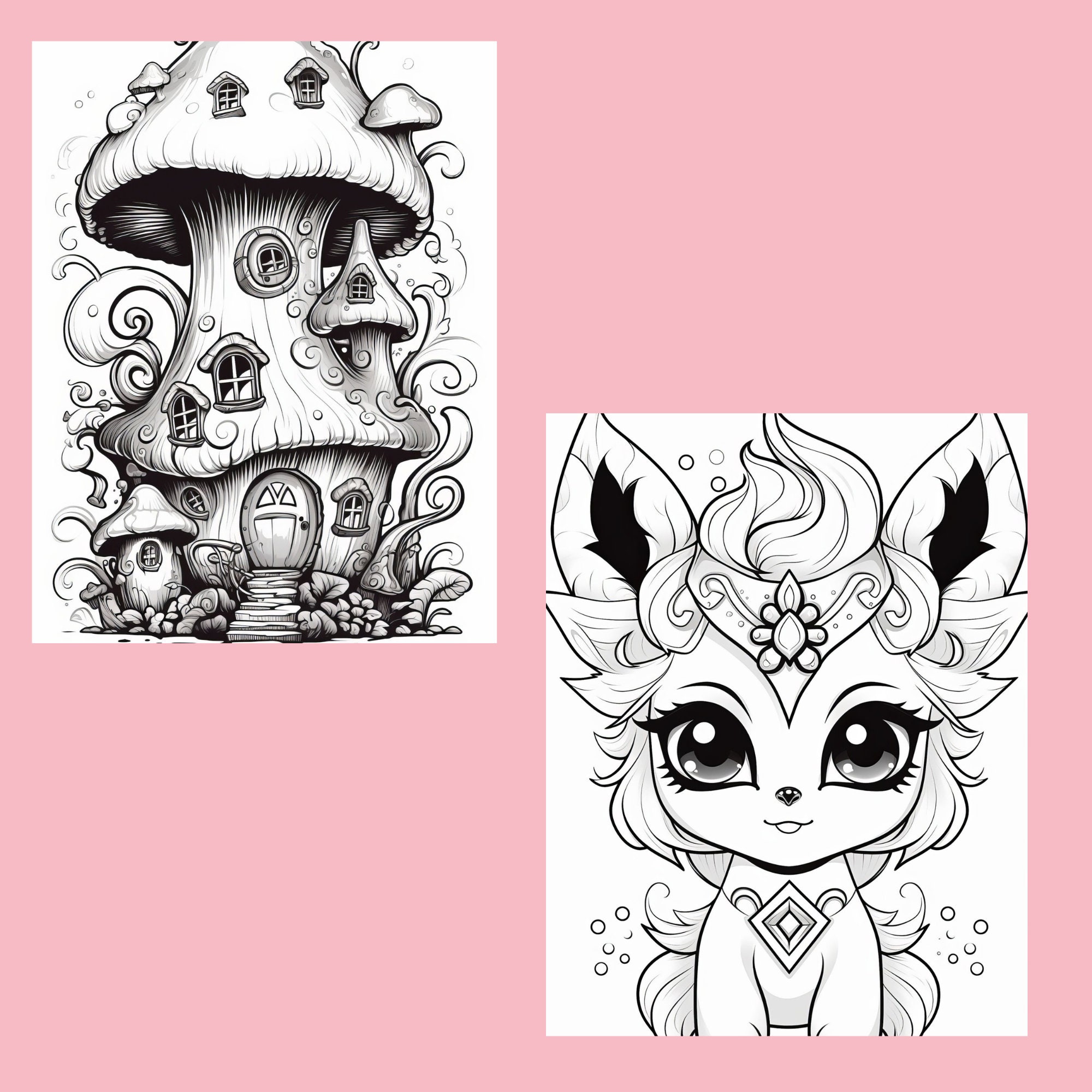 Printable Cute Kawaii Fantasy Coloring Pages/33 Adorable Coloring Pages ...
