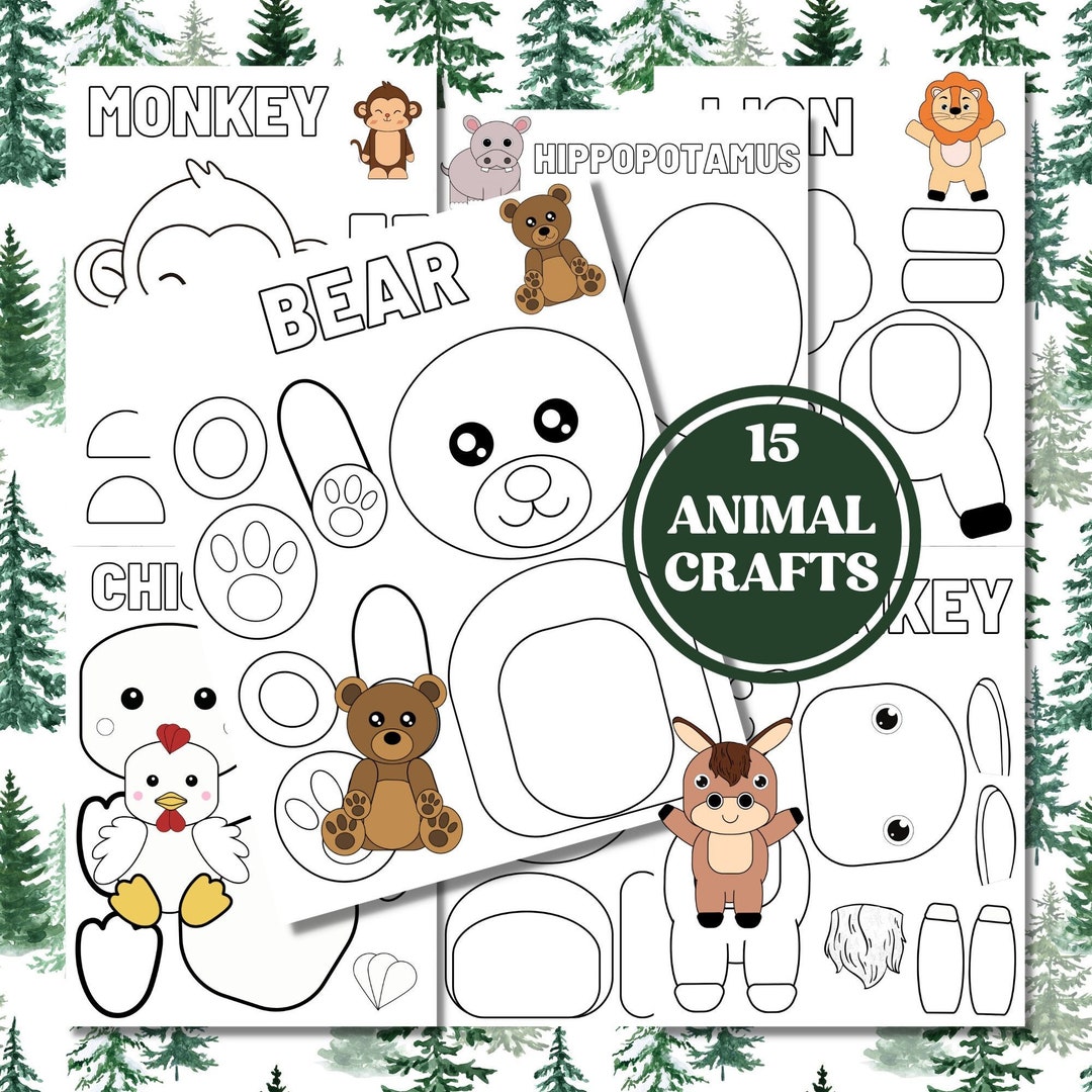 15 Printable Build-an-animal Kids Crafts-build A Cat-build an Elephant ...