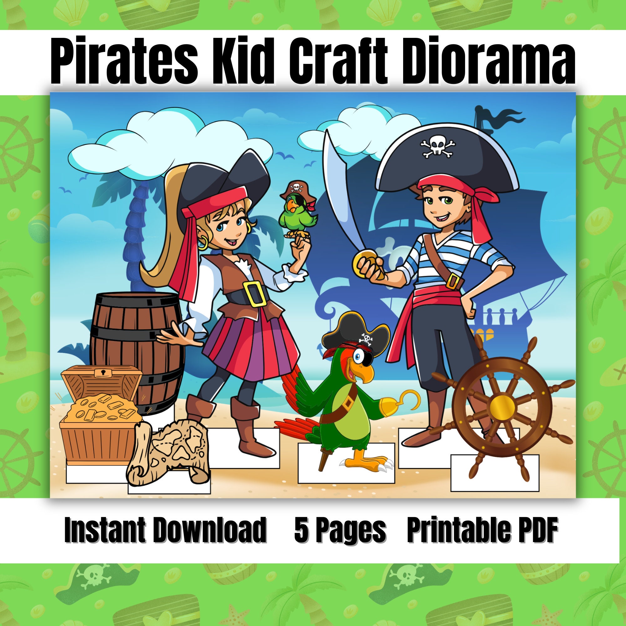 Pirate Kid's Diorama Craft Activity/printable Pdf/6-page Kids Pirate ...