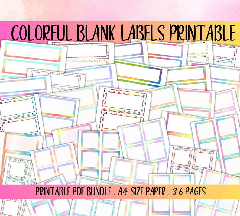Printable Blank Labels Set/30 Printable Stickers/watercolor Blank ...