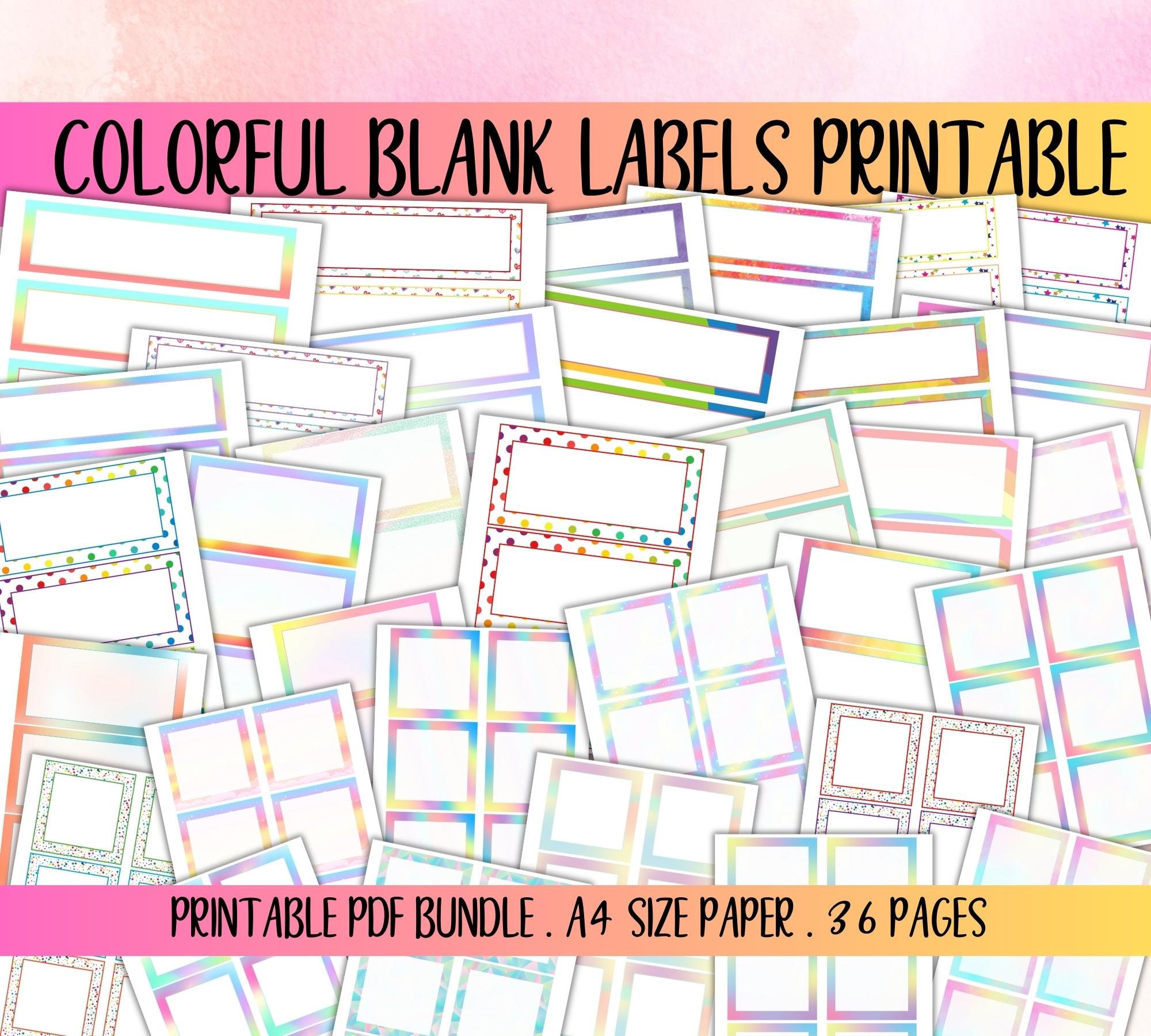 Printable Blank Labels Set/30 Printable Stickers/watercolor Blank ...