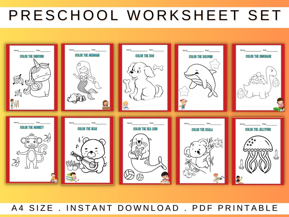 Printable Preschool Worksheets Bundle/printable Preschool Pages/instant ...