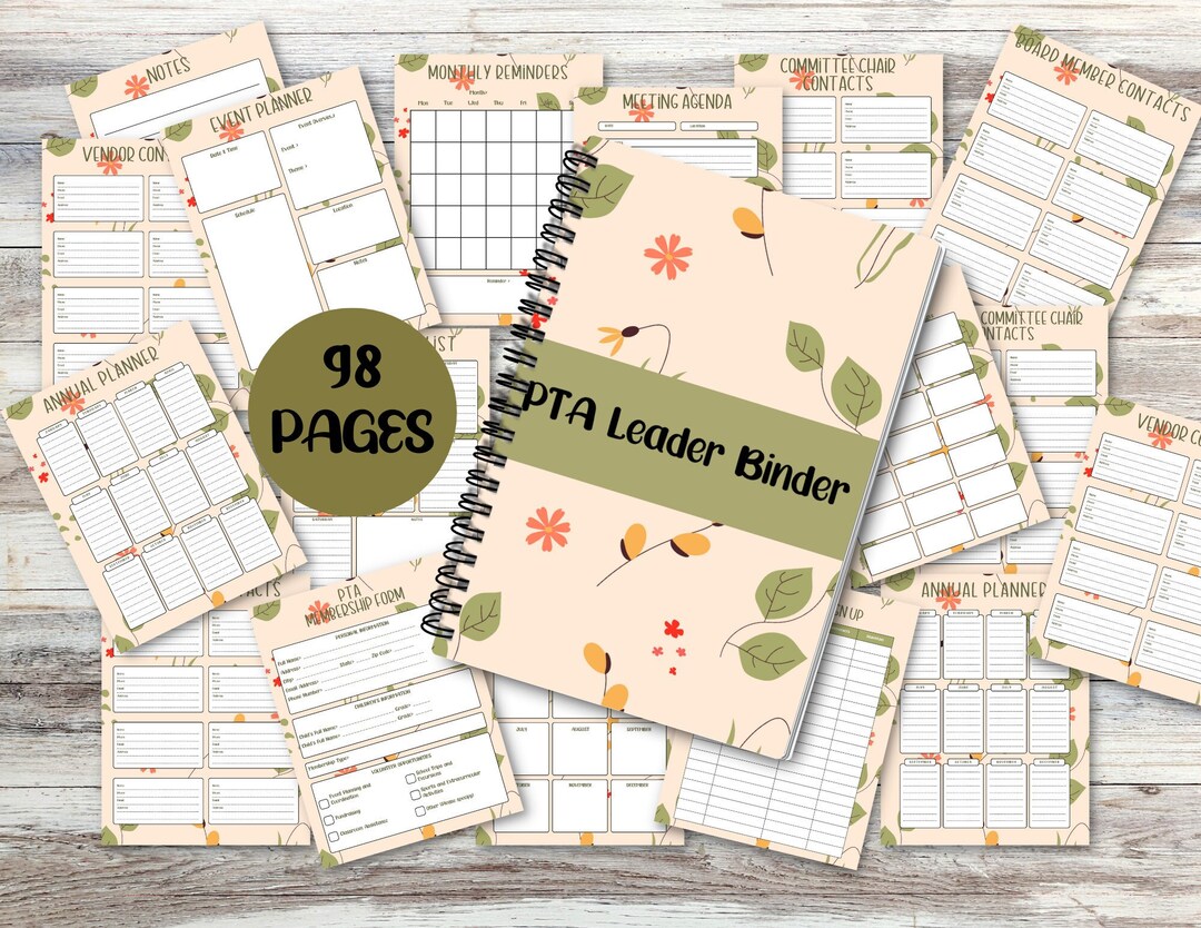 Editable Printable PTA Leader Planner/98-page Botanical Planner ...