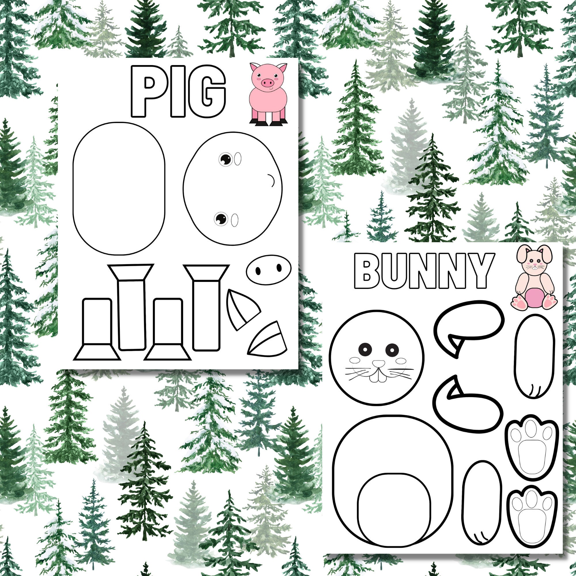 15 Printable Build-an-animal Kids Crafts-build A Cat-build an Elephant ...