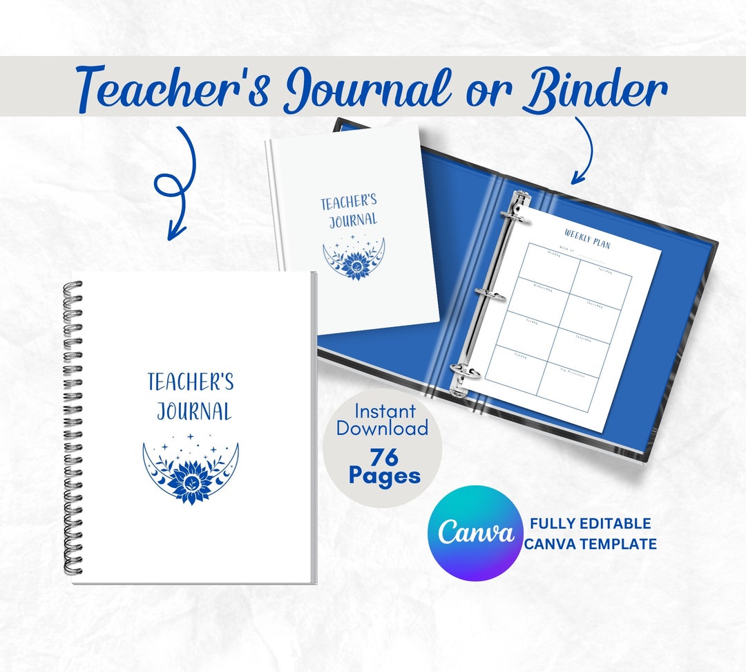 Teacher Journal Bundle Template/canva Journal Template/fully Editable ...