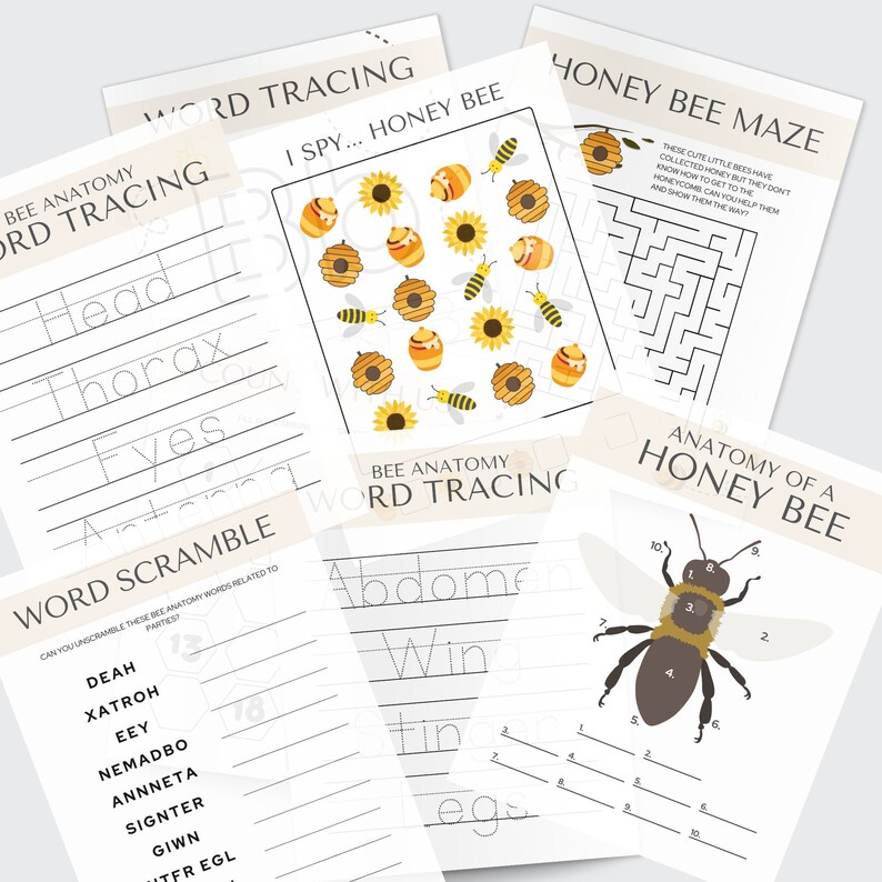 Printable Honey Bee Activities/homeschool Activity Pages/printable ...