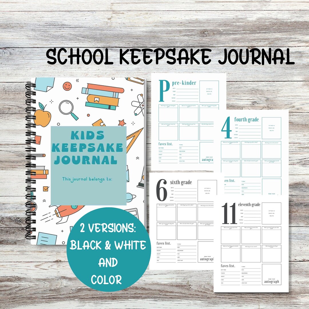 Printable Keepsake Journal/15-page Kids School Memory Journal/school ...