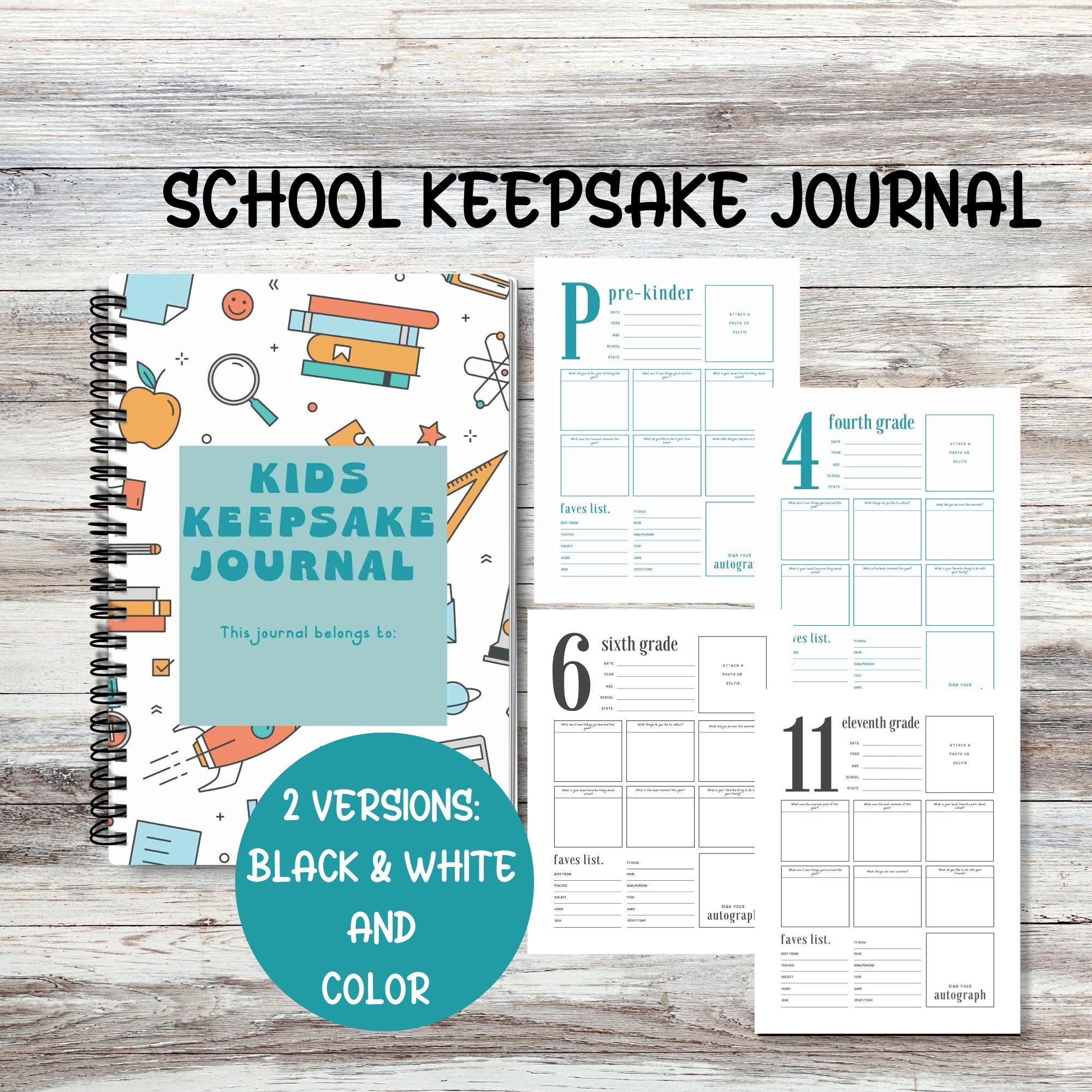 Printable Keepsake Journal/15-page Kids School Memory Journal/school ...