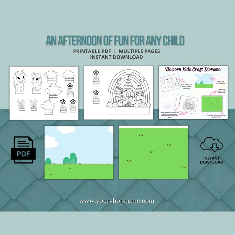 Unicorn Kid's Craft Activity/printable Pdf/kids Unicorn Diorama/instant ...