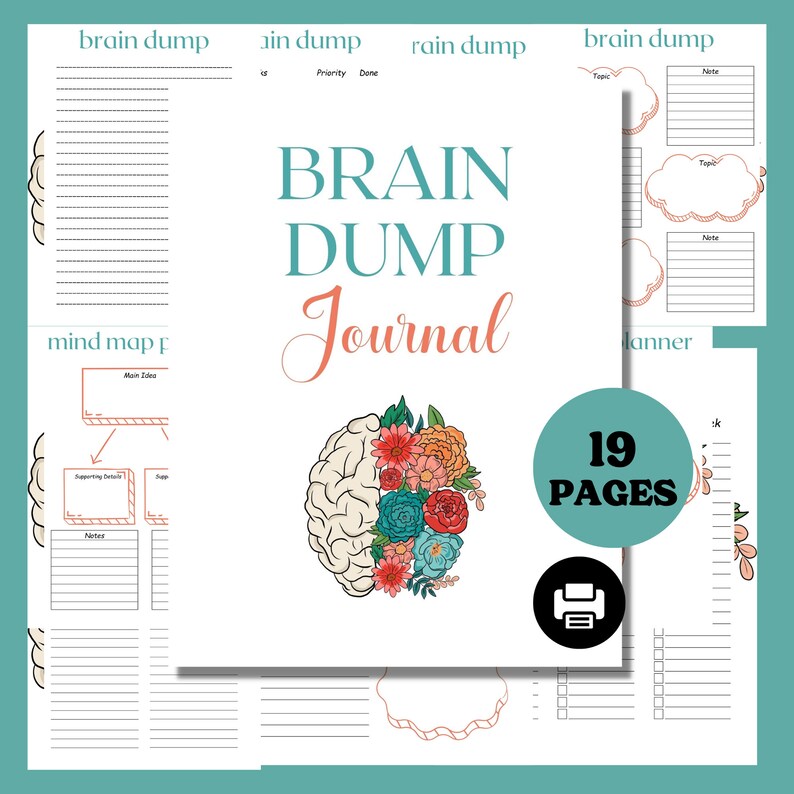 Printable Brain Dump Journal/19-page Journal/mental Health Journal ...