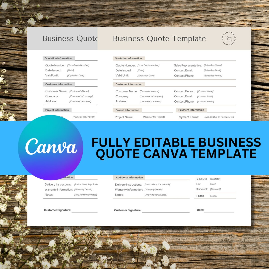 Editable Business Quote Template/editable Canva Template/printable ...