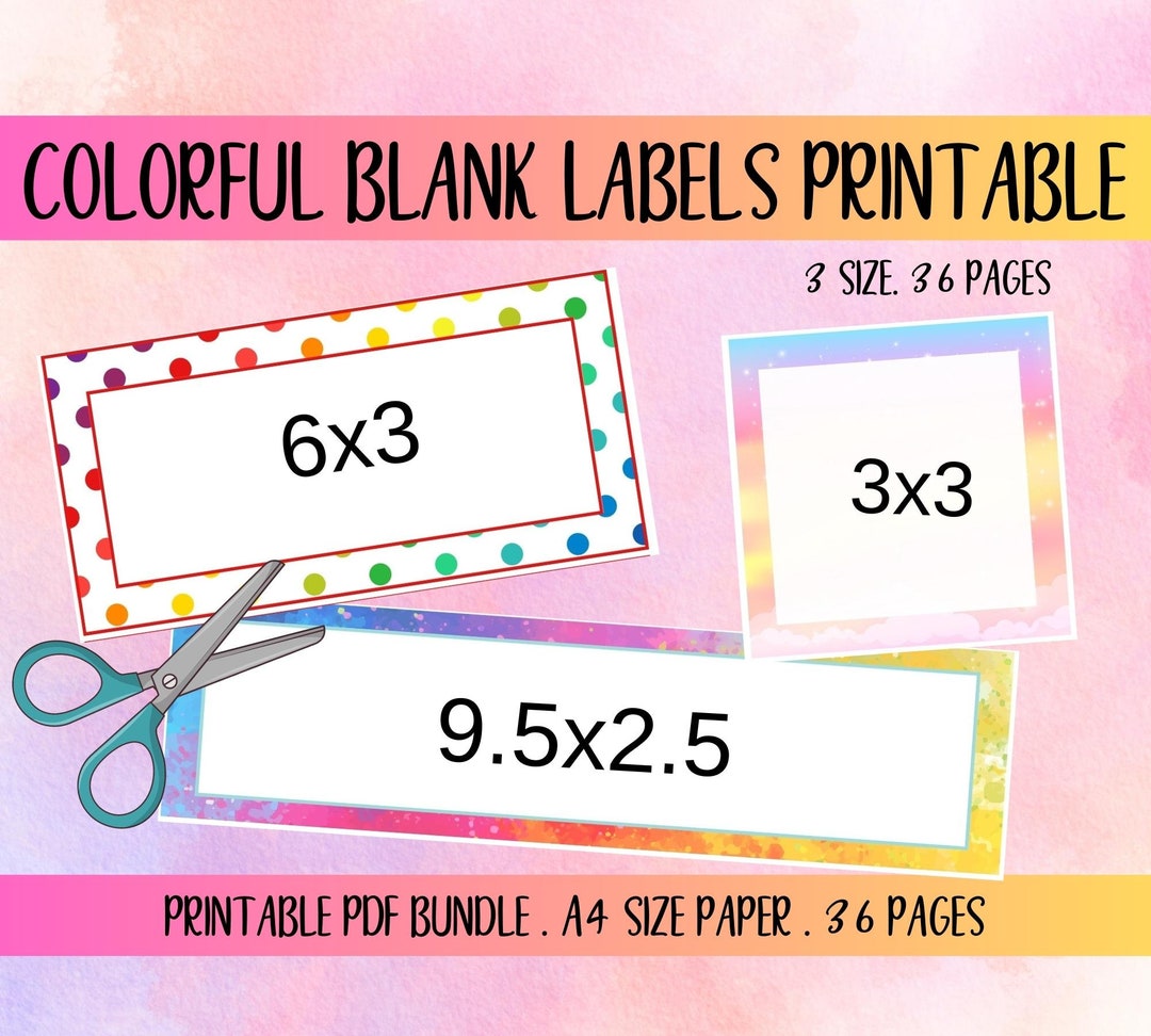 Printable Blank Labels Set/30 Printable Stickers/watercolor Blank ...