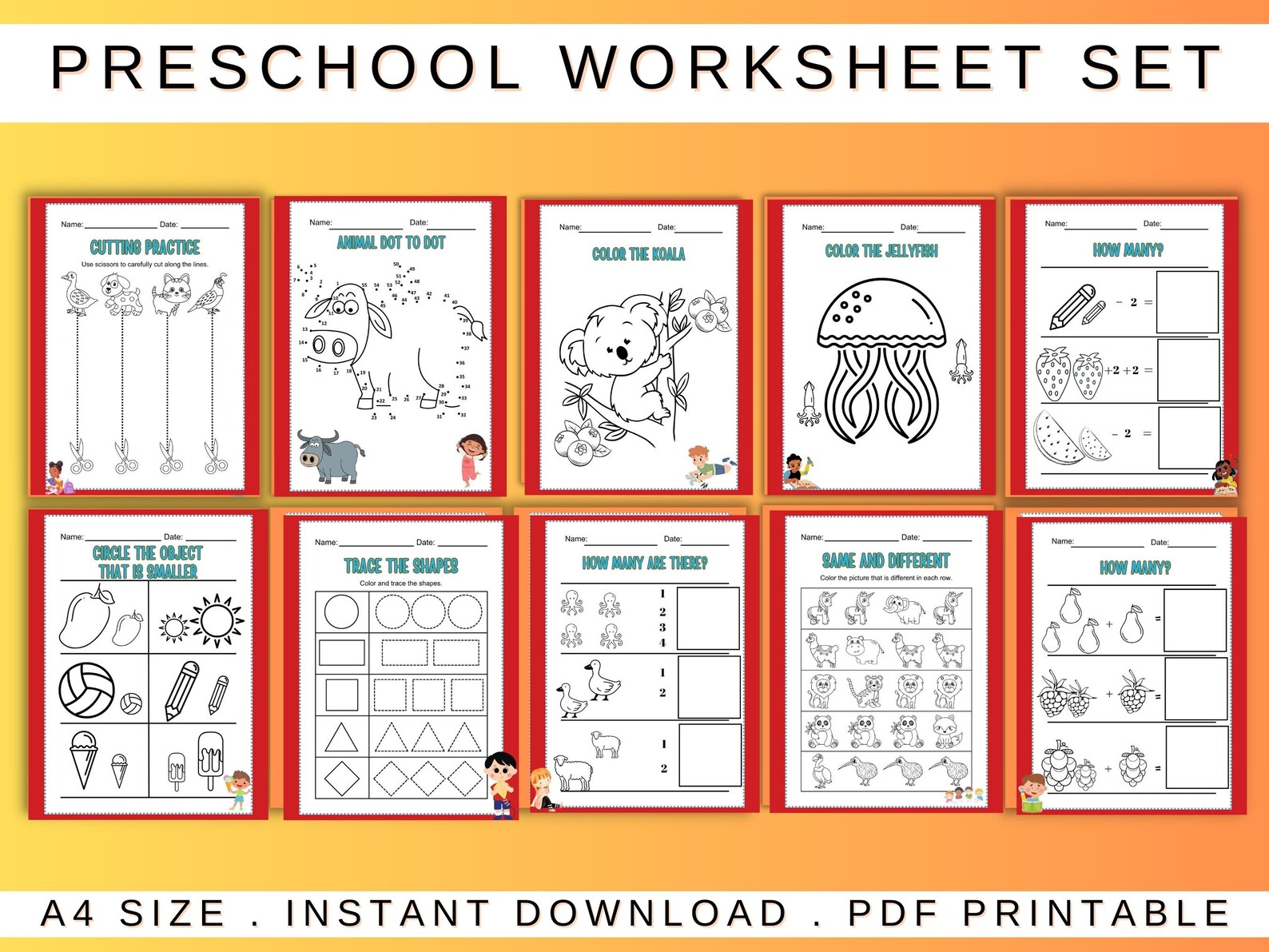 Printable Preschool Worksheets Bundle/printable Preschool Pages/instant ...