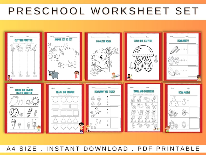 Printable Preschool Worksheets Bundle/printable Preschool Pages/instant ...