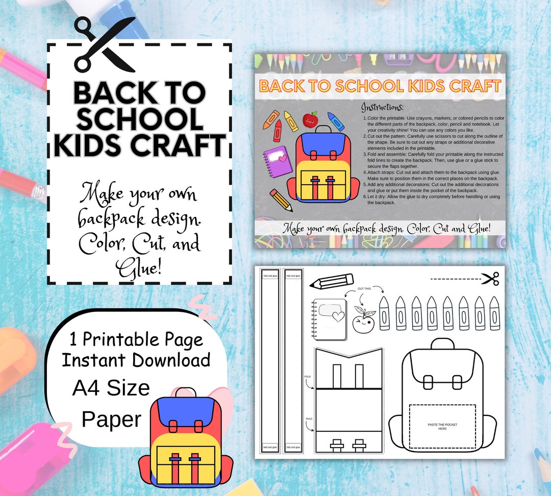 Back to School Kid's Craft Activity Bundle/printable Pdf/instant ...