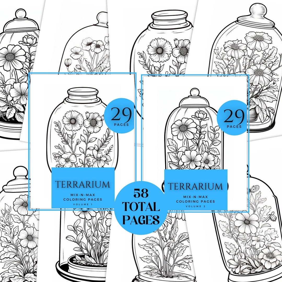 Printable Terrarium Coloring Pages/25 Beautiful Floral Terrarium ...