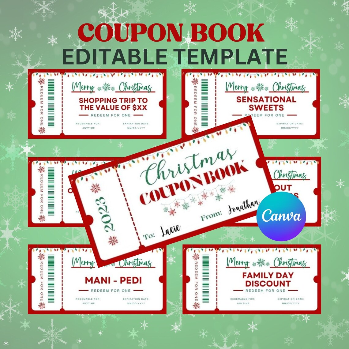 Printable Christmas Coupon Book/editable Canva Coupon Template ...