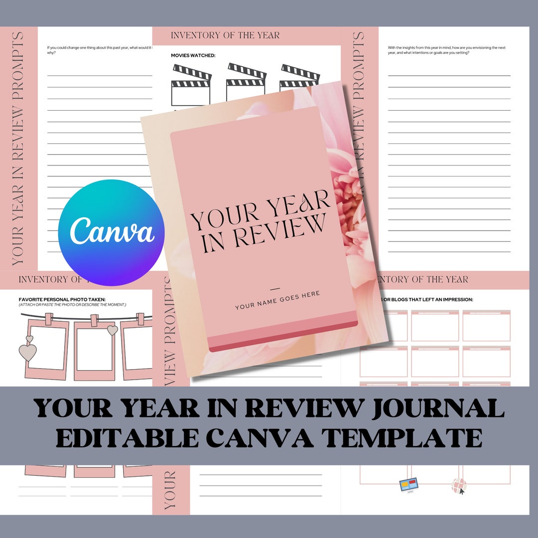 Printable Year in Review Journal/30-page Editable Canva Template Year ...