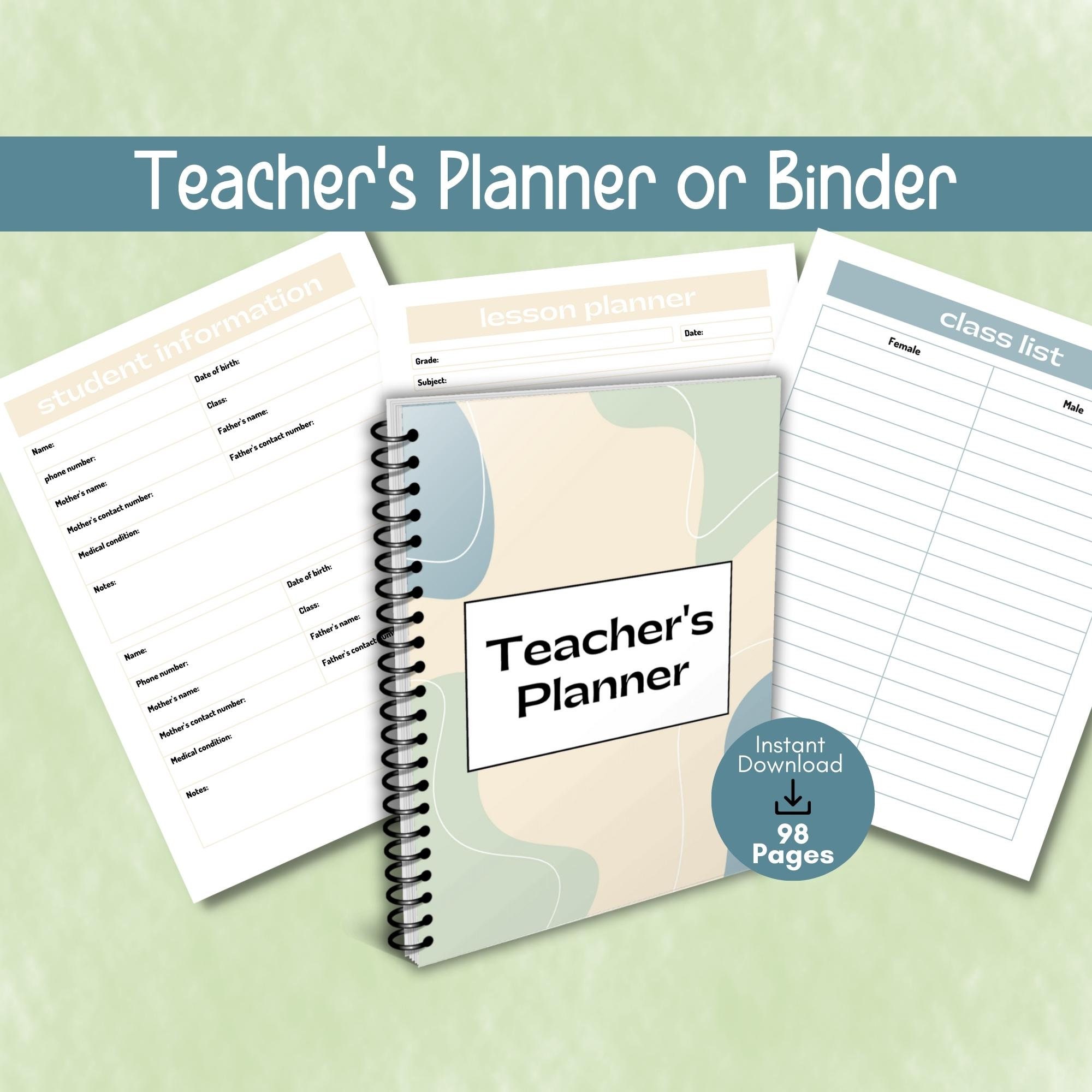 Printable Teacher Planner/98-page Light Pastels Teacher Binder ...
