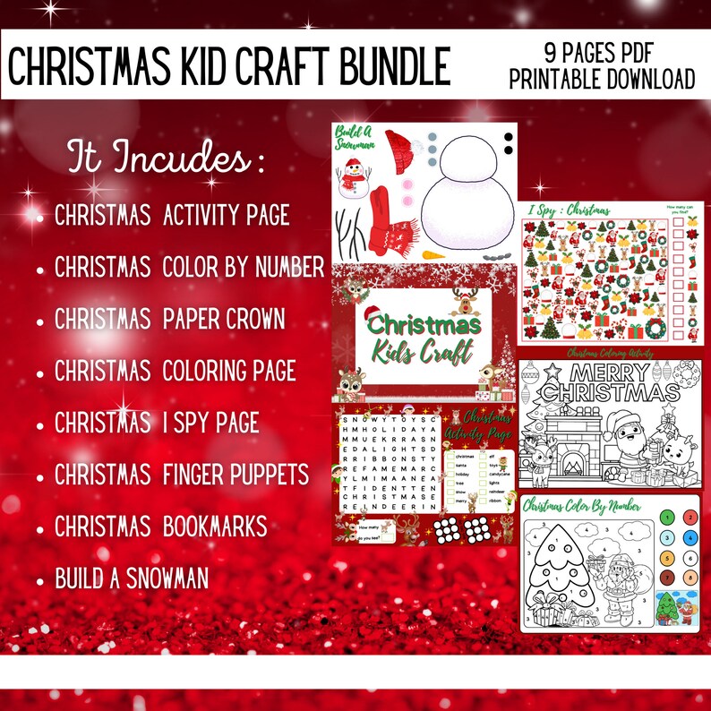 Printable Christmas Kids Crafts and Activity Bundle-build A - Etsy ...