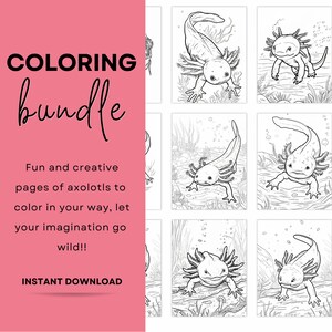 Printable Axolotl Coloring Book Pages/fresh Water Amphibian Coloring ...