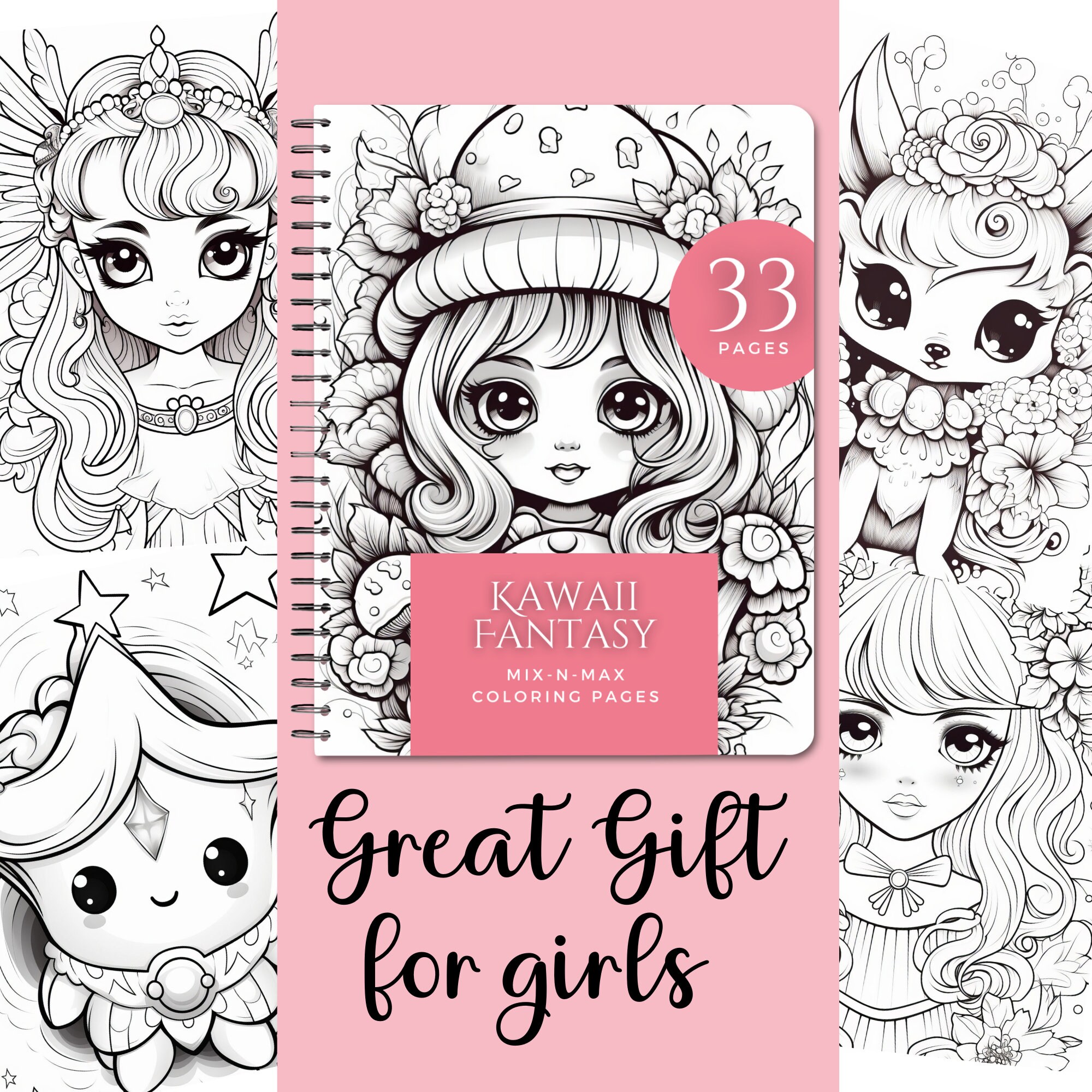 Printable Cute Kawaii Fantasy Coloring Pages/33 Adorable Coloring Pages ...