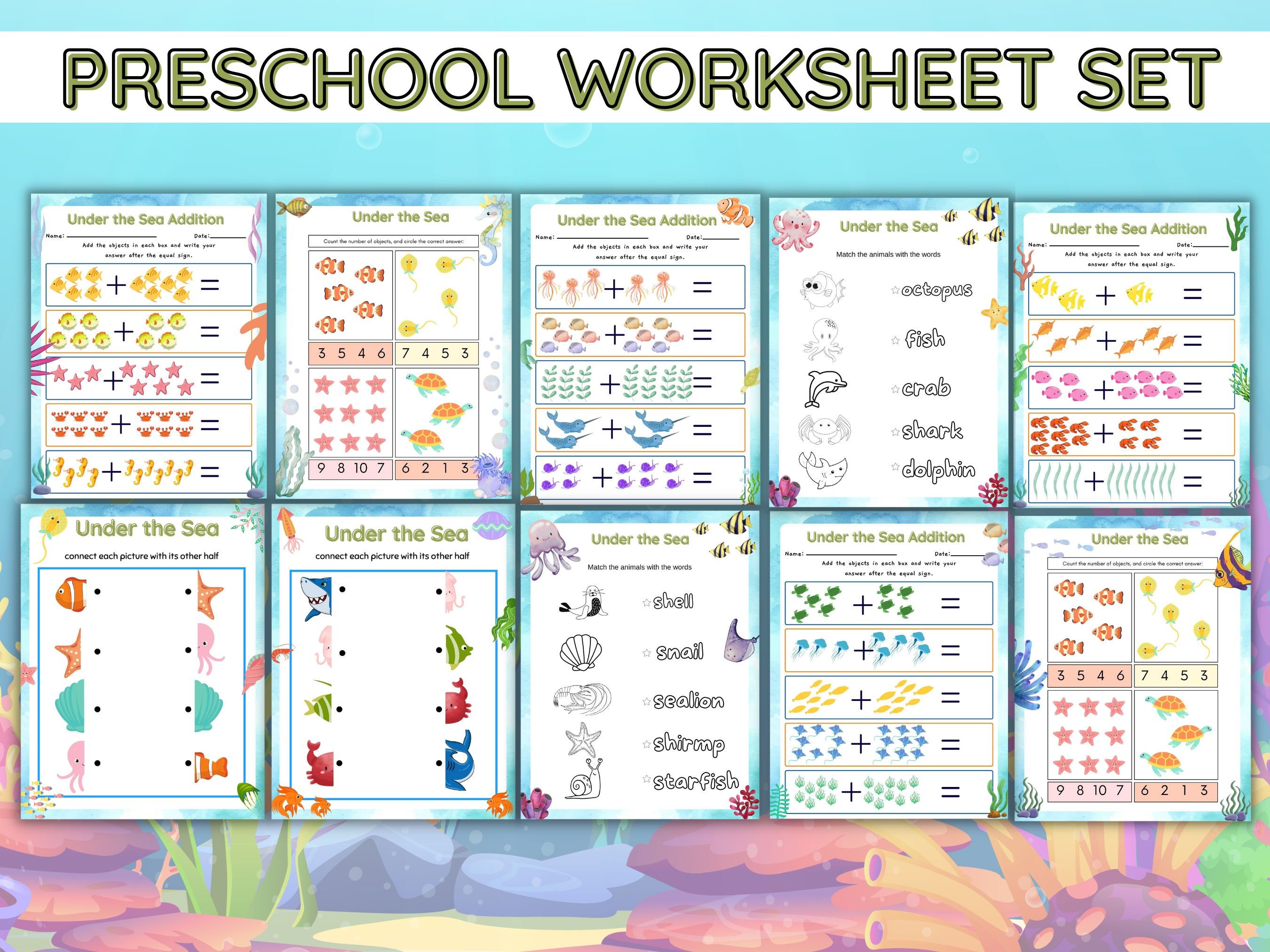 Printable Preschool Worksheets Bundle/under the Sea Preschool Pages ...