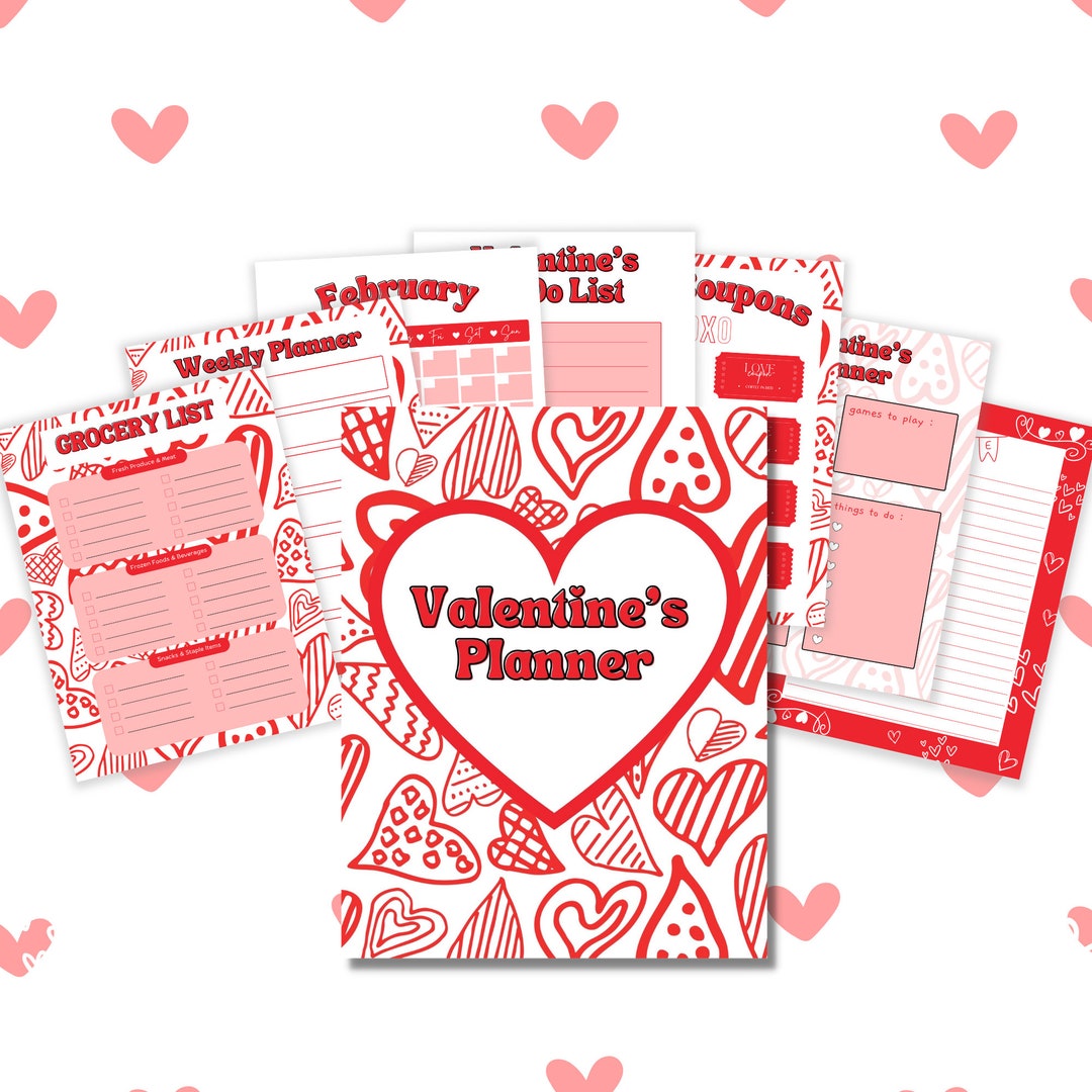 Printable Valentine's Day Planner, 9-page Valentine's Day Party Planner ...