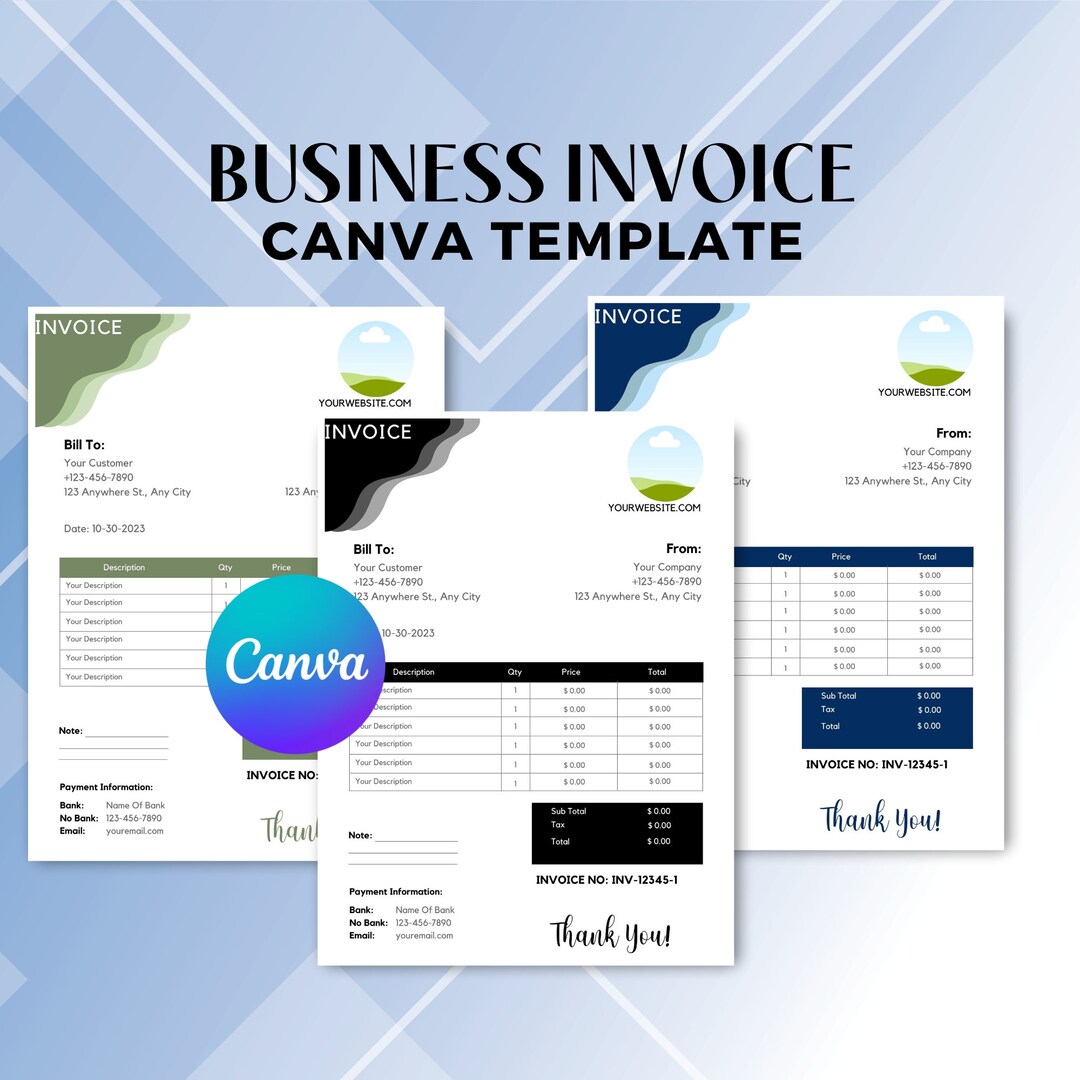 Editable Business Invoice Template/editable Canva Template/printable ...