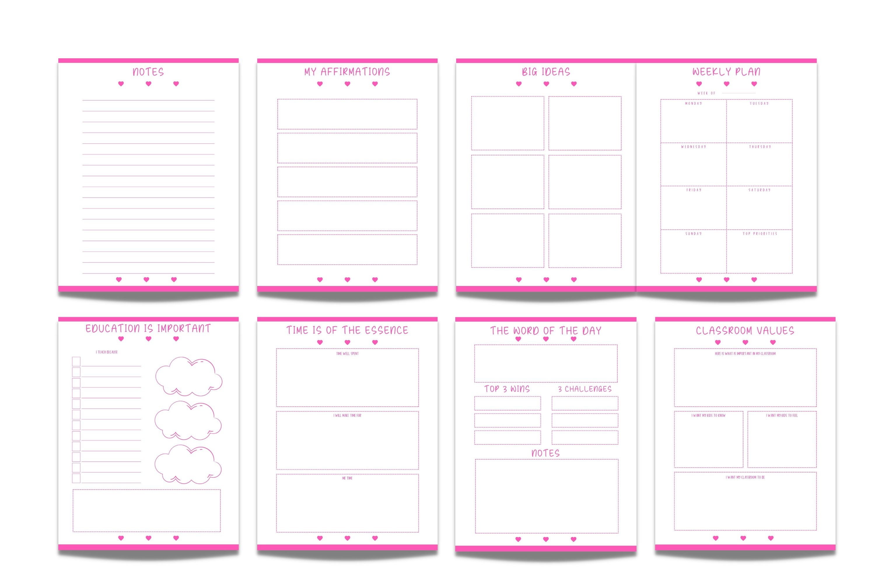 Teacher Journal Bundle Template/canva Planner Template/fully Editable ...
