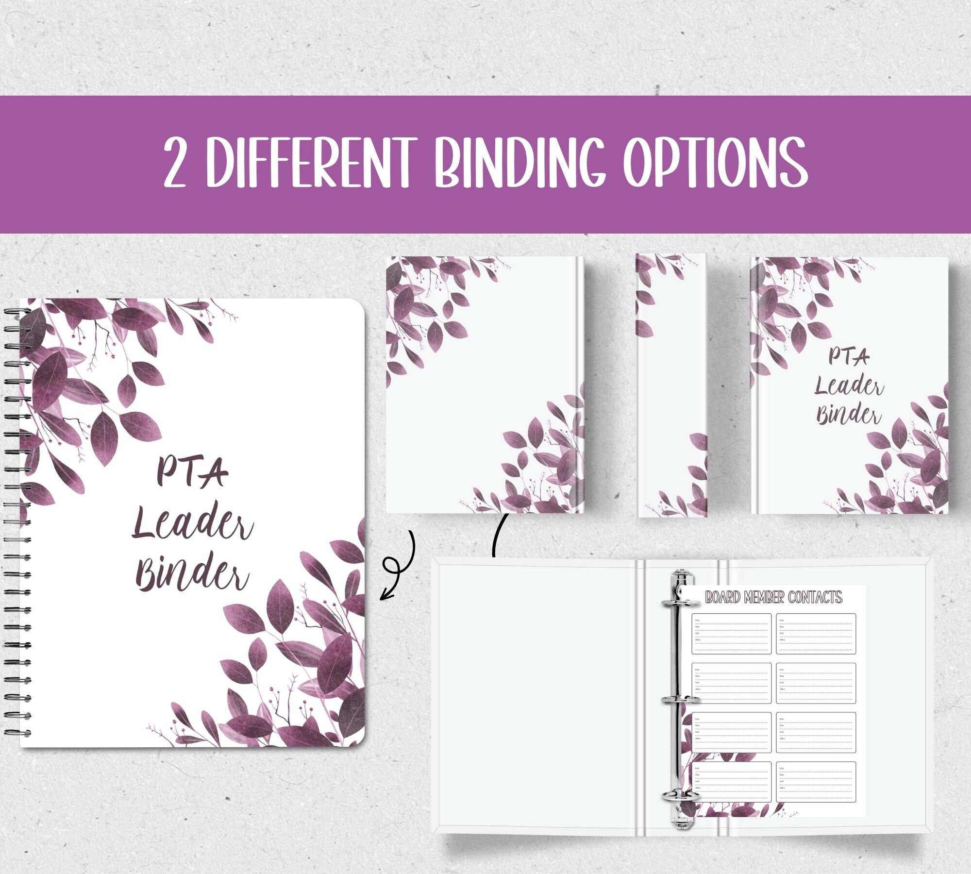 Editable Printable PTA Leader Planner/98-page Purple Floral Planner ...