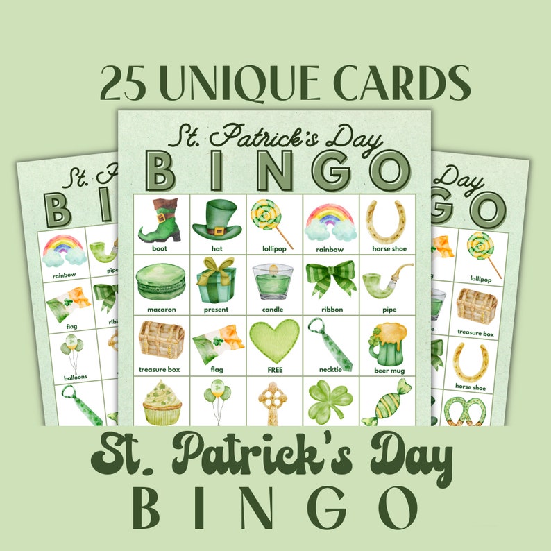 Printable Saint Patricks Day Bingo/printable Saint Patricks Day Games ...