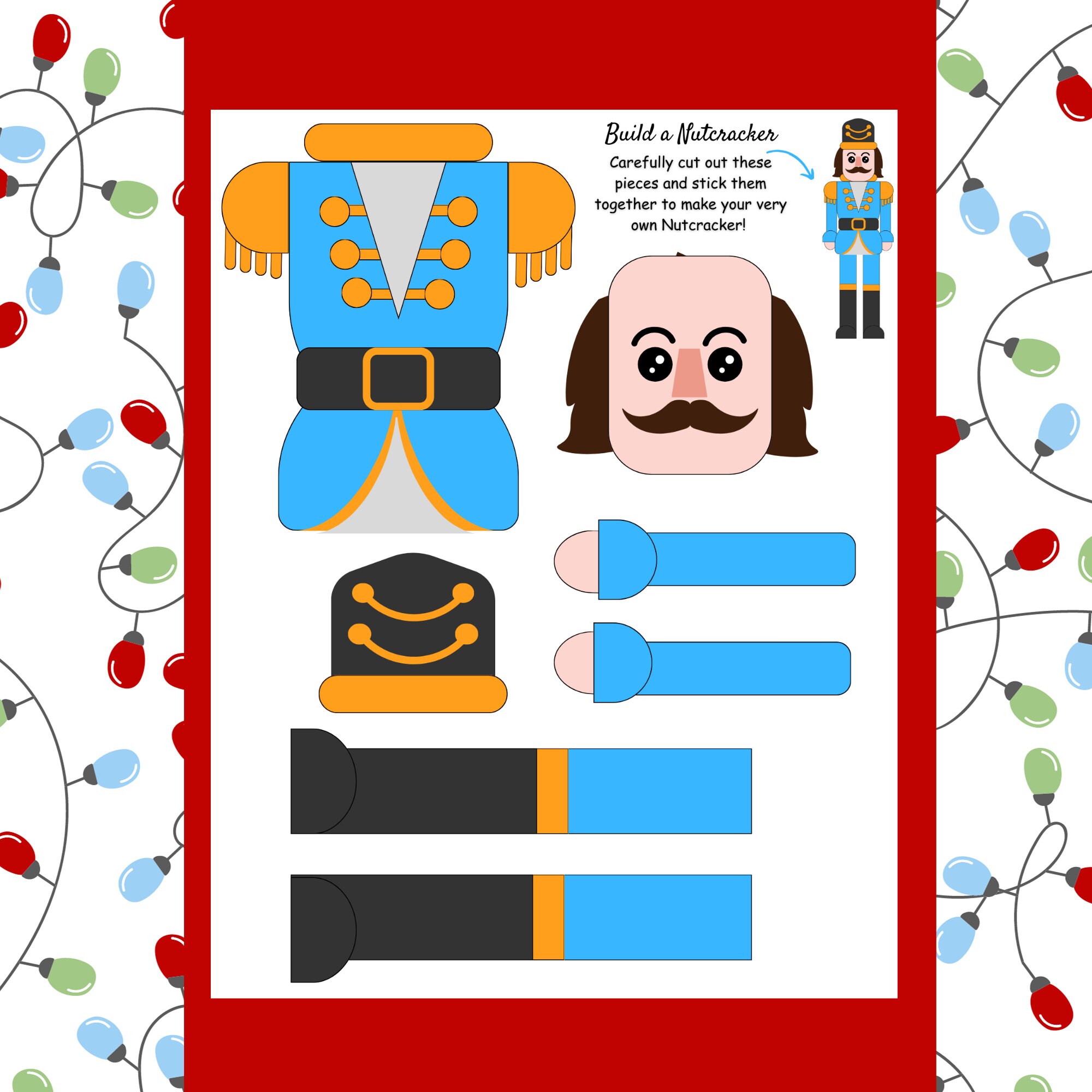 Printable Christmas Kids Craft-build A Nutcracker-holiday Craft for ...