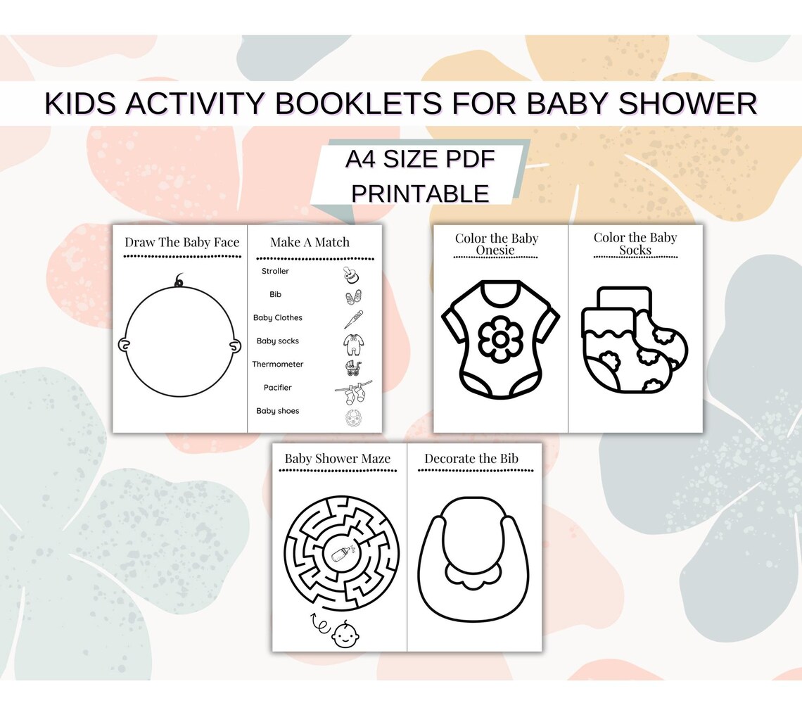 Printable Kids Activity Booklet/kids Baby Shower Activity Booklet/games ...