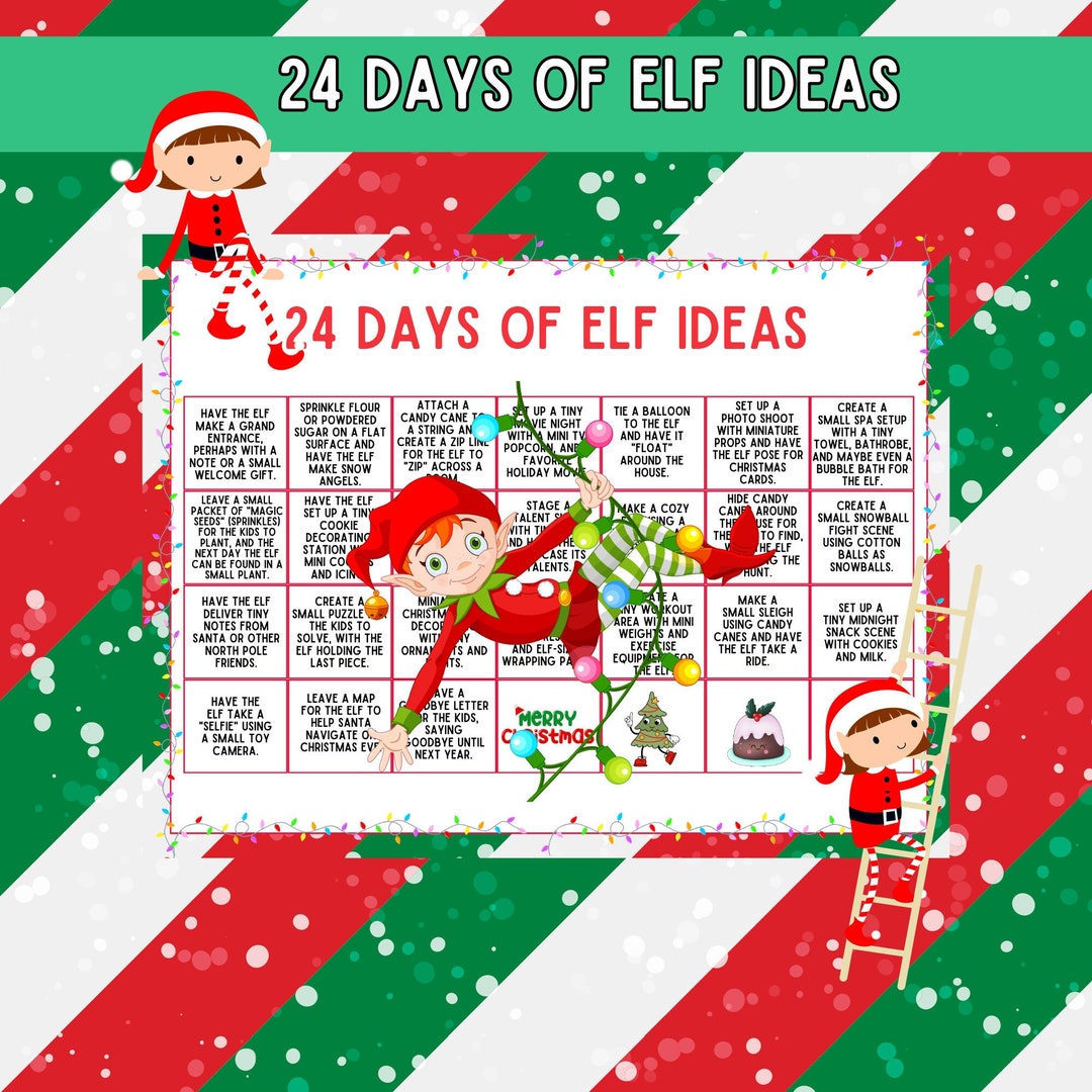 24 Days of Elf Ideas Printable-ideas for Elf Activities and Blank ...