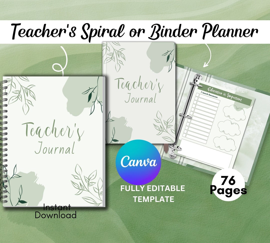 Teacher Journal Bundle Template/canva Journal Template/fully Editable ...