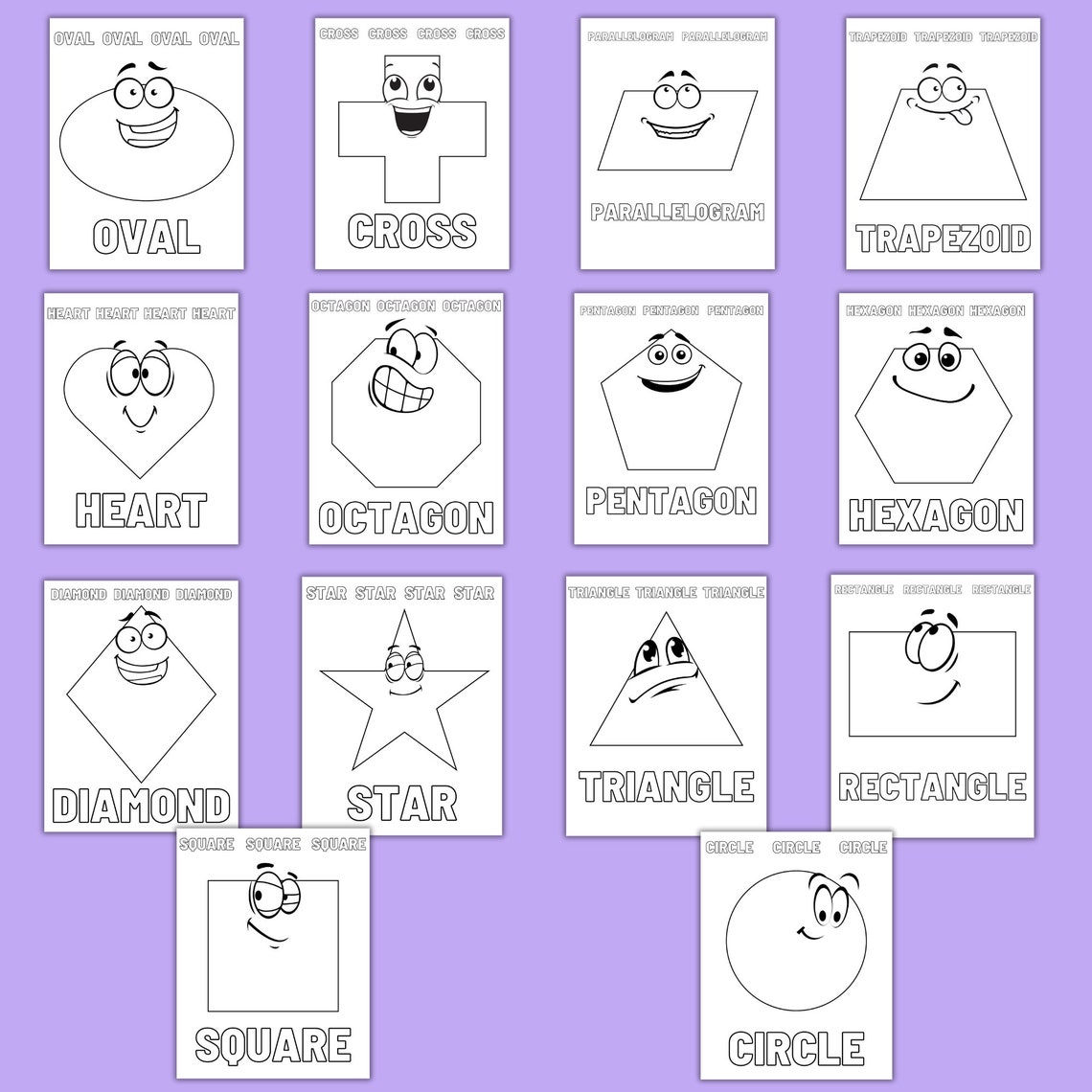 Printable Shapes Coloring Pages/14 Printable Instant Download - Etsy