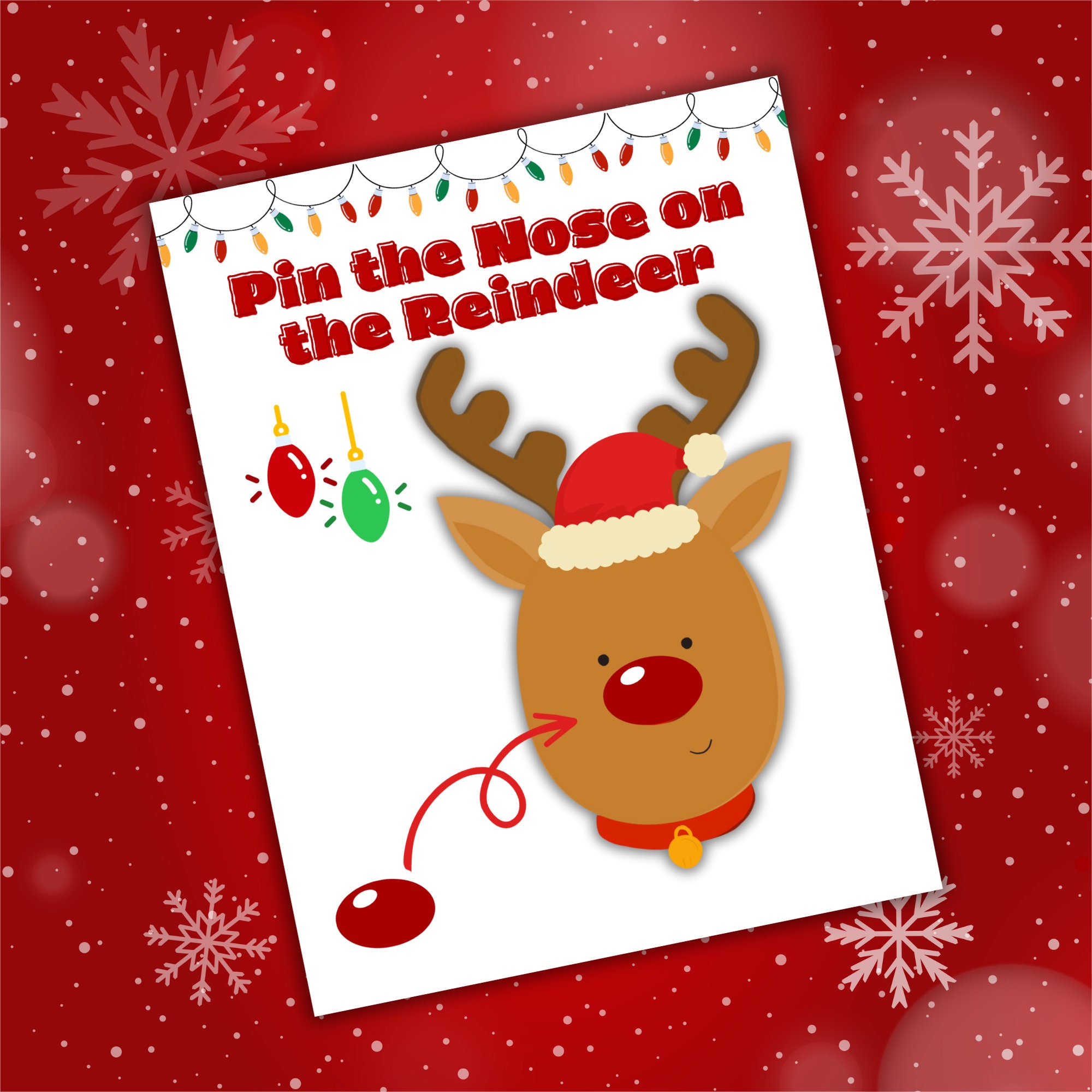 Printable Christmas Kids Craft-pin the Nose on the Reindeer Kid's ...
