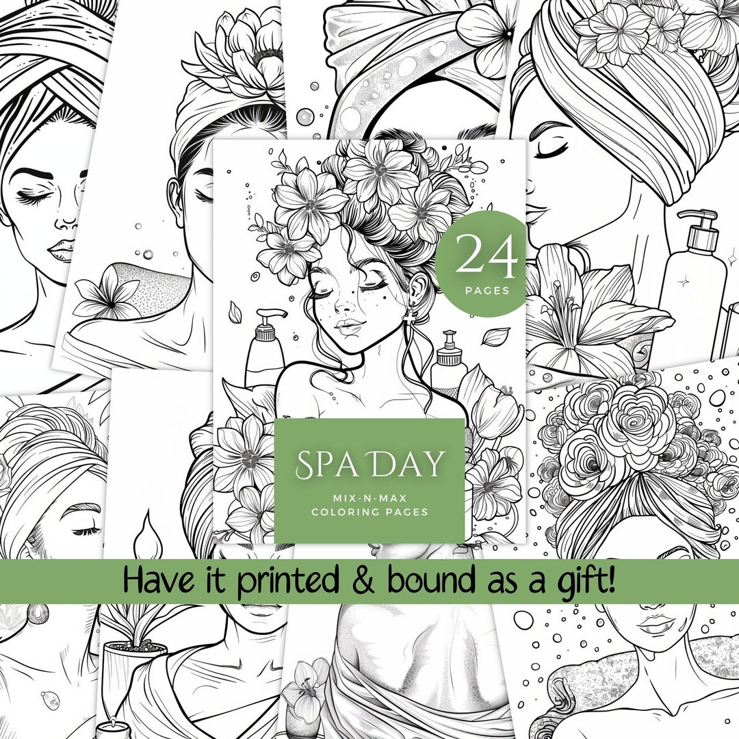 Printable Spa Day Coloring Pages/24 Pages/adult Day at the Spa Coloring ...