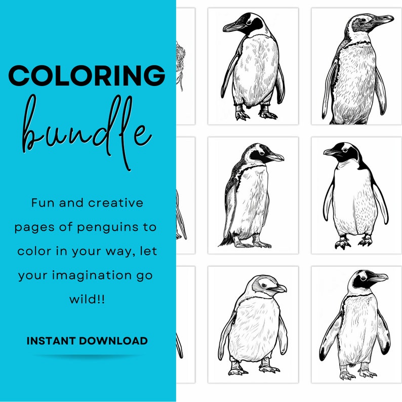 Printable Penguin Coloring Book Pages/adult Coloring Book Pages/kids ...