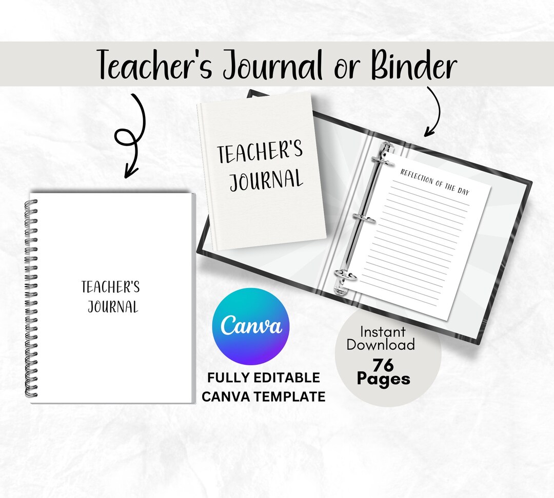 Teacher Journal Bundle Template/canva Journal Template/fully Editable ...