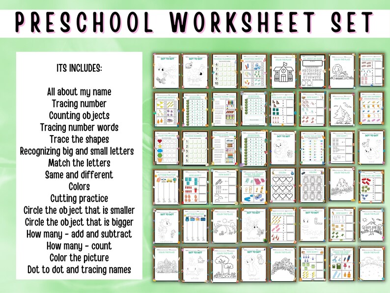 Printable Preschool Worksheets Bundle/printable Preschool Pages/instant ...
