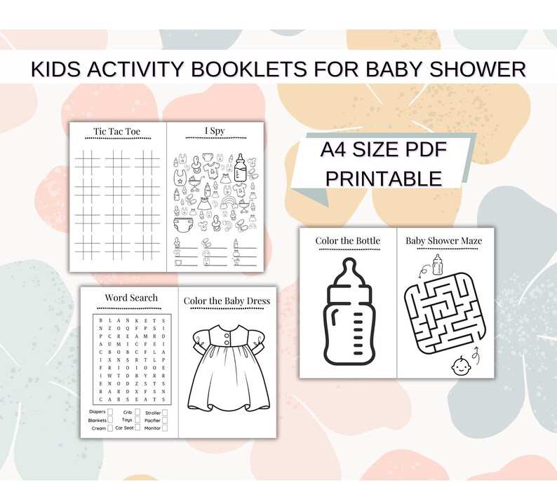 Printable Kids Activity Booklet/kids Baby Shower Activity Booklet/games ...
