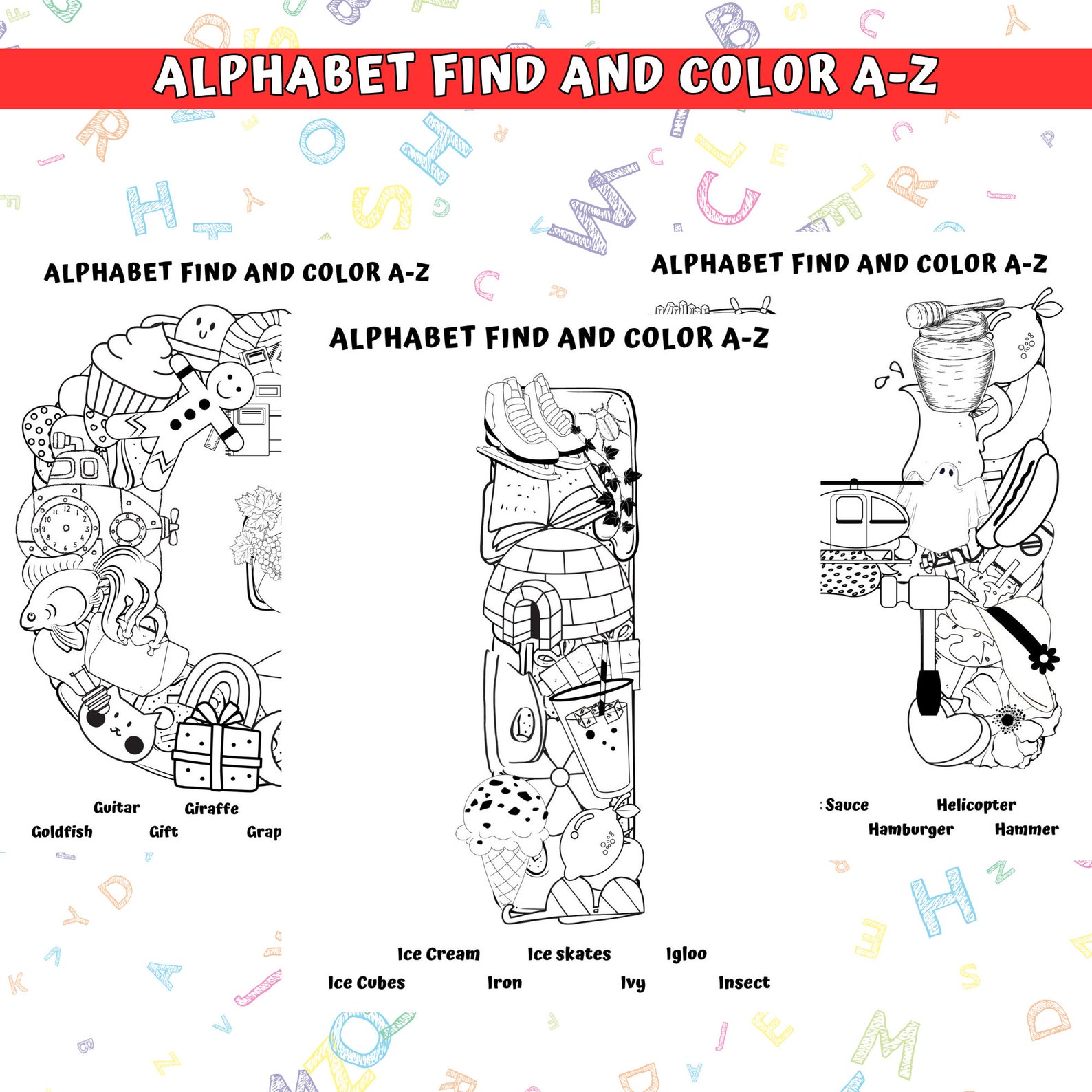 Printable Alphabet Find and Color/printable Instant Download Preschool ...