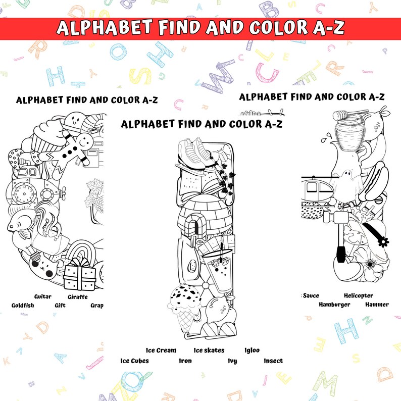 Printable Alphabet Find and Color/printable Instant Download Preschool ...