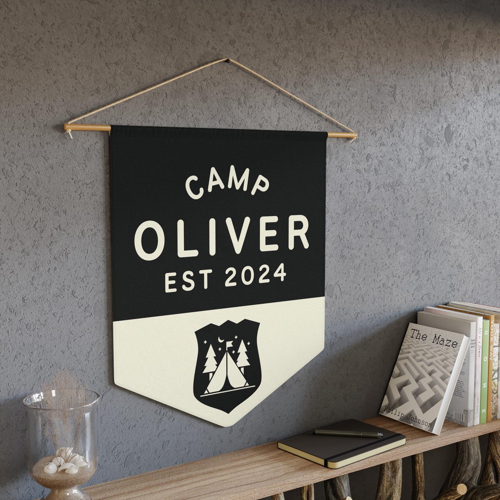 Pennant Banner Flag, Kids Camping Custom Wall Decor, Boys Room Name ...