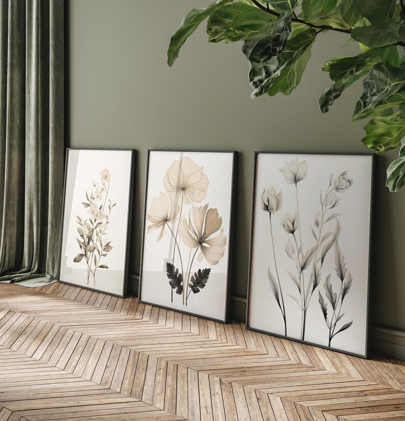 Stunning Floral Wall Decor, Set of 3 Botanical Art Pieces, Floral ...