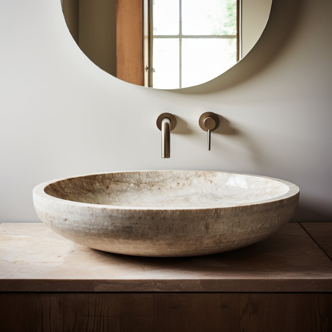 Handmade Round Marble Sink for Kitchen and Washroom - Stone Sink ...