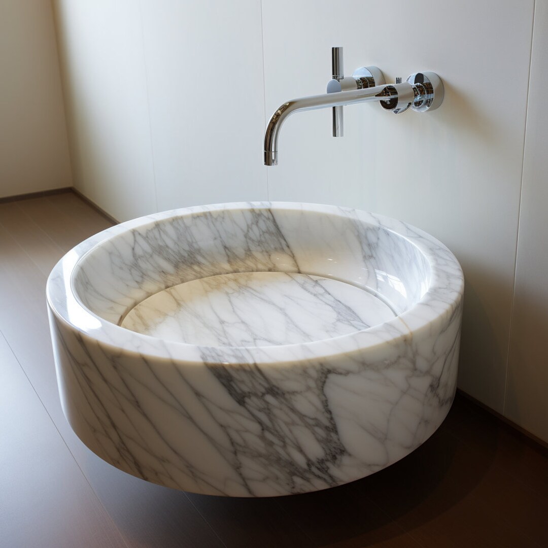 Handmade Round Marble Sink for Kitchen and Washroom - Stone Sink ...
